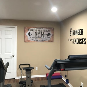 Personalized Gym Large Sign Stretched on Wood Frame printed on Canvas ...