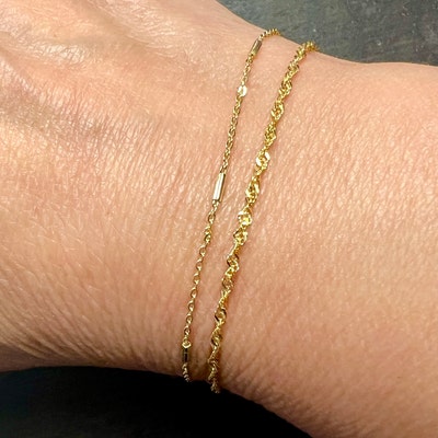 Two Delicate Bracelets Set Dainty Bracelet Set Two - Etsy