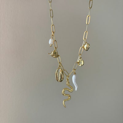 18K Gold Filled Snake Pendant,silver Snake Charms Bracelet Necklace for ...
