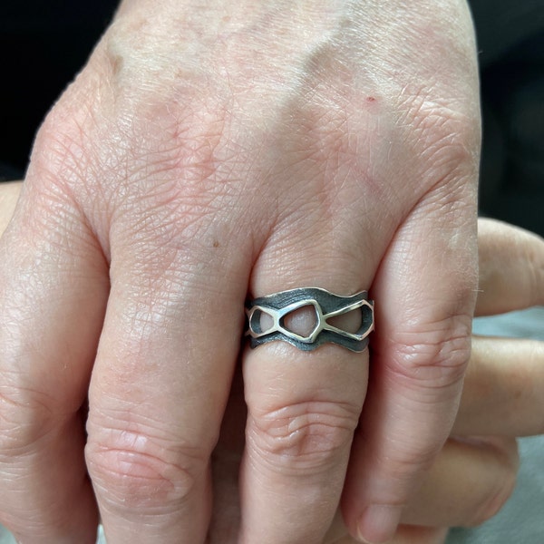Statement Silver Ring • Modern Ring • Mixed Metal Ring • Contemporary Ring • Abstract Ring ...