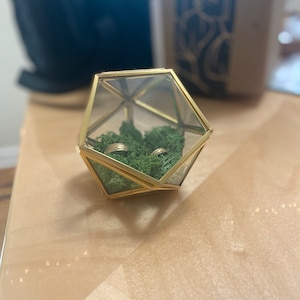 Geometric Glass Ring Box With Moss Rose Gold or Gold Personalized Ring ...