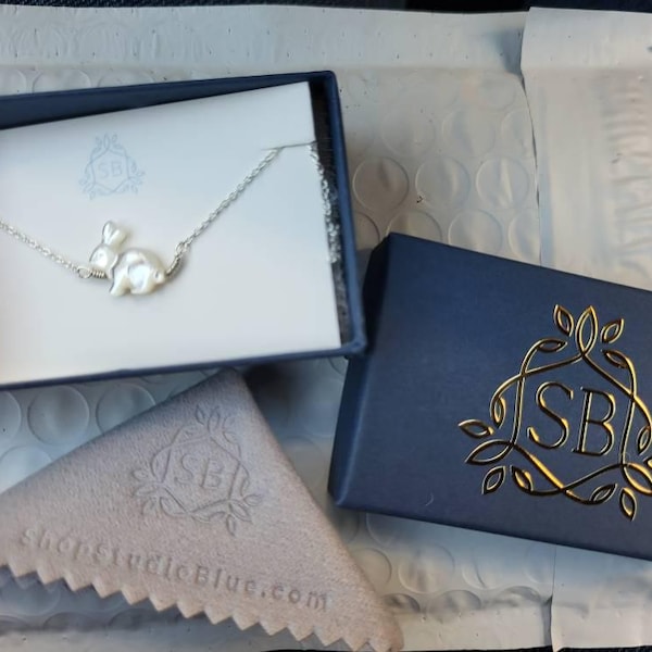 White Rabbit Necklace • Mother of Pearl Bunny Pendant • Good Luck Charm ...