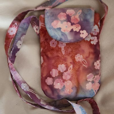 Handmade Fabric Cell Phone Purse Double Pouch Crossbody Bag With ...