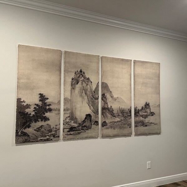 Japanese Mountain Landscape Painting, Giclee Art Print, Minimal East ...