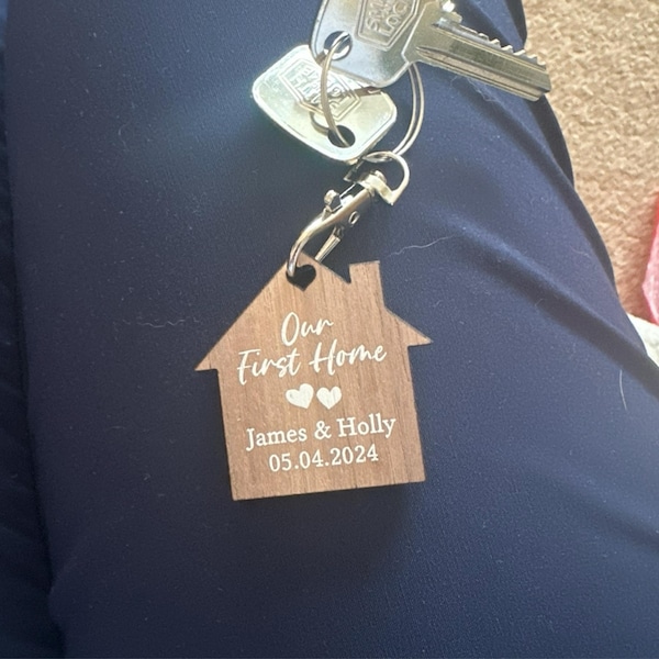 Personalised First Home Keyrings, New Home Keyrings, House Keyrings Set ...