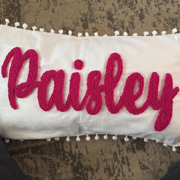 Personalized Name Punch Needle Pillow, Baby Shower Gift, Toddler ...