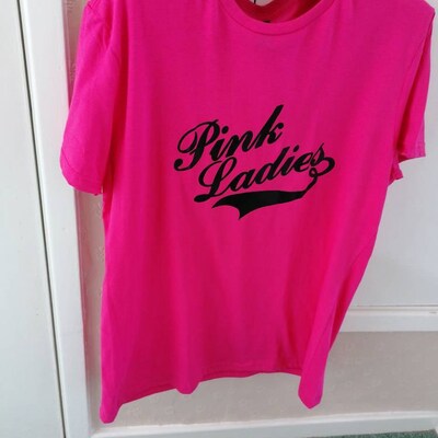 Pink Ladies Ladies T Shirt Womens Grease T-birds Fancy Dress Sandy ...