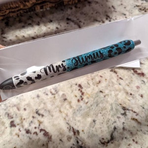 Personalized Epoxy Glitter Black Ink Pen: Refuillable | Etsy