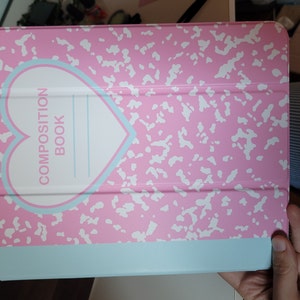 Composition Book Pastel Pink and Blue iPad Case Notebook Cute Kawaii ...