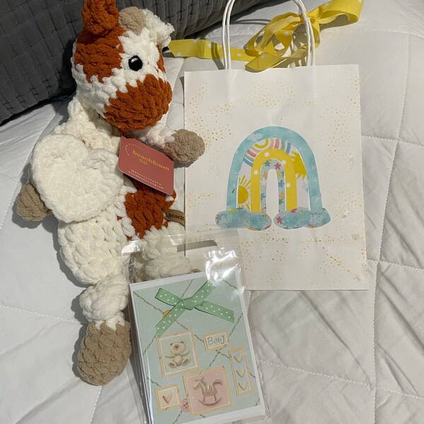 Mini Cow Snuggler - Western Baby Nursery Decor - CUSTOM Crochet Cow ...