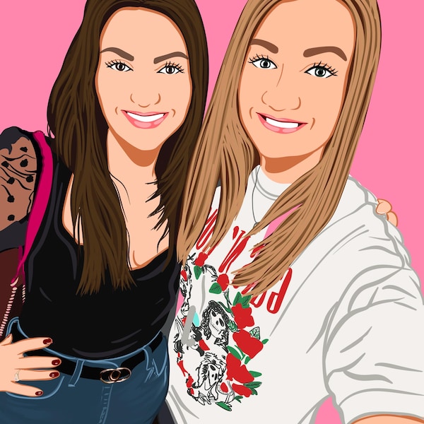 Custom Friend Portrait, Personalized Illustration, Cartoon Friendship ...
