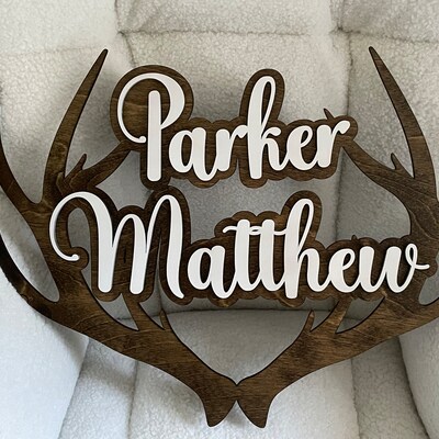 3D Personalized Deer Antler Sign Boy's Antler Name Sign Deer Antlers ...