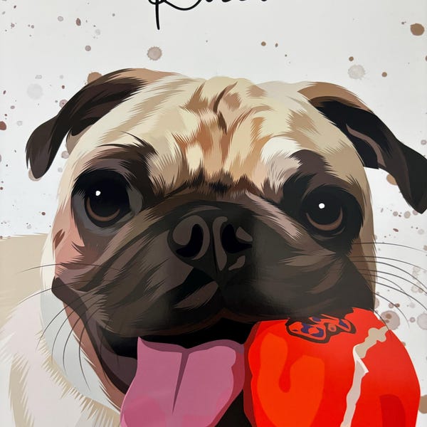 Personalised Dog Portrait, Custom Pet Portrait From Photo, Dog Lover ...
