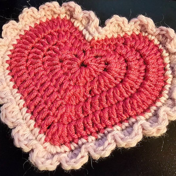 CROCHET PATTERN - Easy Heart Coaster Crochet Pattern Cute Valentine's ...