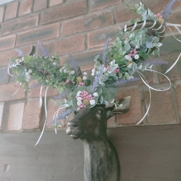 Stag Head Wall Hanging Decorative Floral Stag Head 3D Wall Animal Head ...