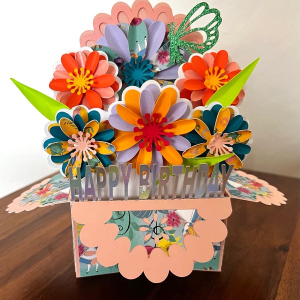 Sunshine Bouquet Card in A Box 3D SVG - Etsy