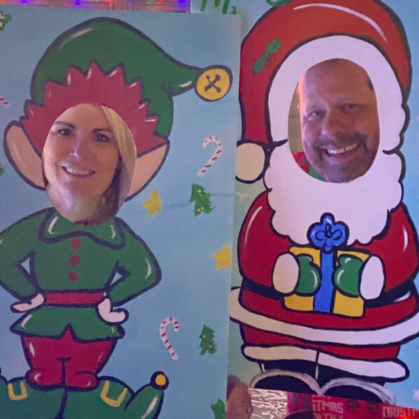 Santa Photo Prop- Santa Face Hole- Elf Face in Hole- Santa Photo Booth ...