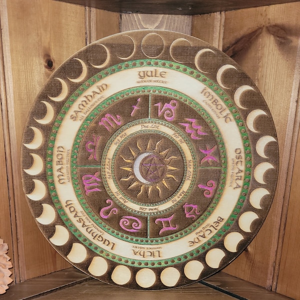 Wheel of the Year | Moon Cycle| Sun/moon/pentagram| Poplar| Laser ...