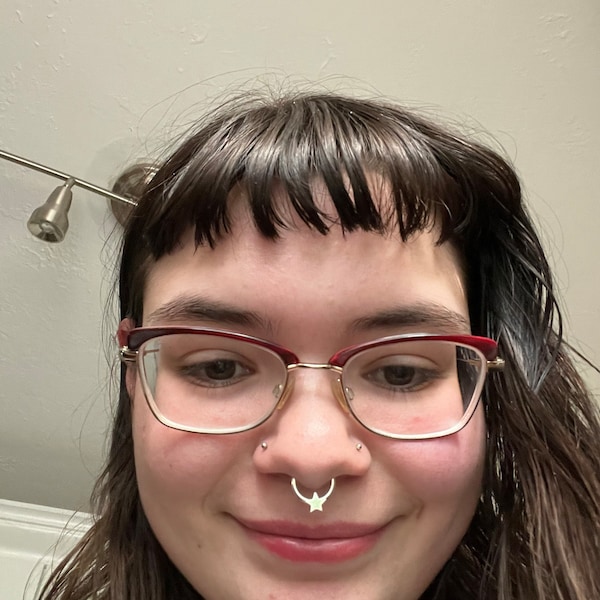 Shiny Silver Star Septum Ring ~ 5 Point Star ~ Twist on Nose Hoop ...