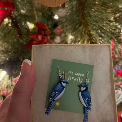 Blue and Translucent Earrings Clear and Blue Earrings Handmade Polymer ...