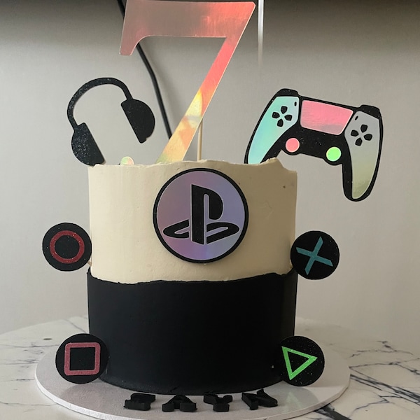 Gaming PS5 Themed Cake Topper Set Controller, Headset, Logo - All ...