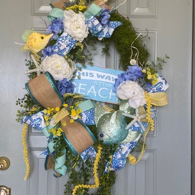 Beach Ball Wreath, Pool Wreath, Summer Wreath, Beach House Wreath ...