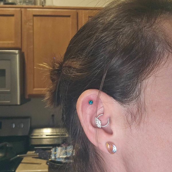 14K Solid Gold Vertical Helix Piercing/hidden Rook Dangle Earring ...