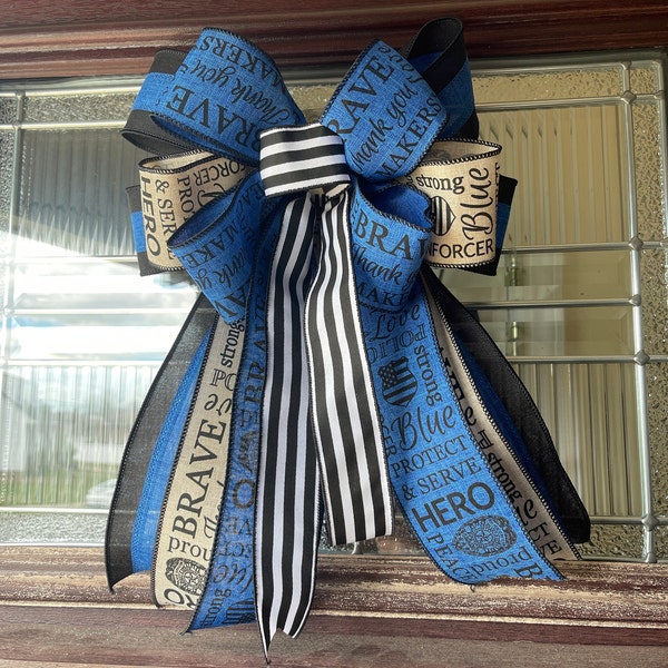 Thin Blue Line Police Bow for Lantern, Police Support Bow, Police Bow ...
