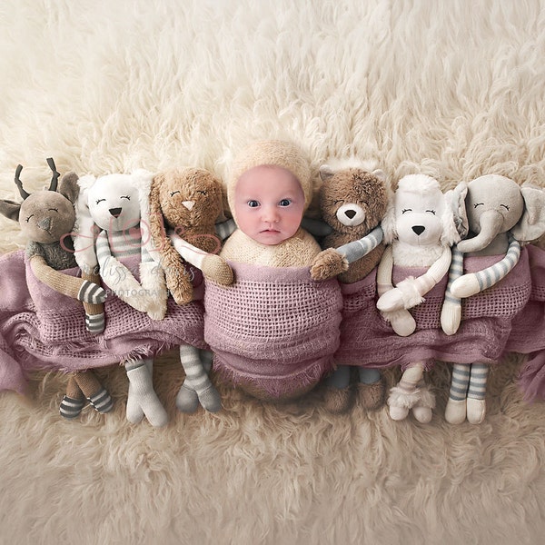 2-pack Newborn Digital Backdrop Elephant Teddy Bear Bunny Rabbit Dog ...