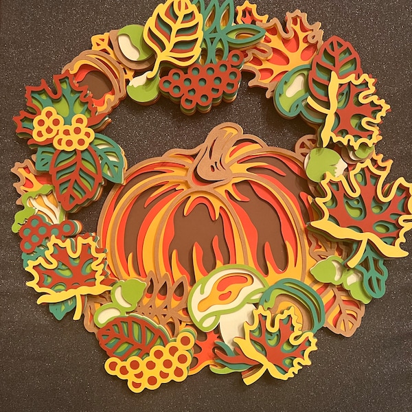 Autumn Wreath With Pumpkin Decor 3D Mandala SVG Files, Svg Papercut for ...