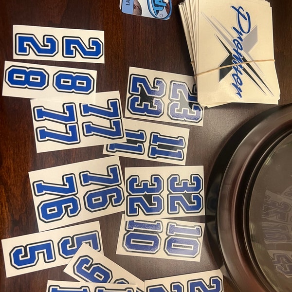 Custom 1 1/2 Inch Individual Helmet Numbers Dye Cut for Each Player ...