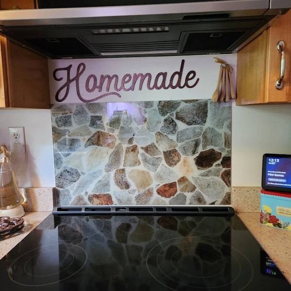 Kitchen Backsplash, Tempered Glass Stove Backsplash Panel, Kitchen Wall ...