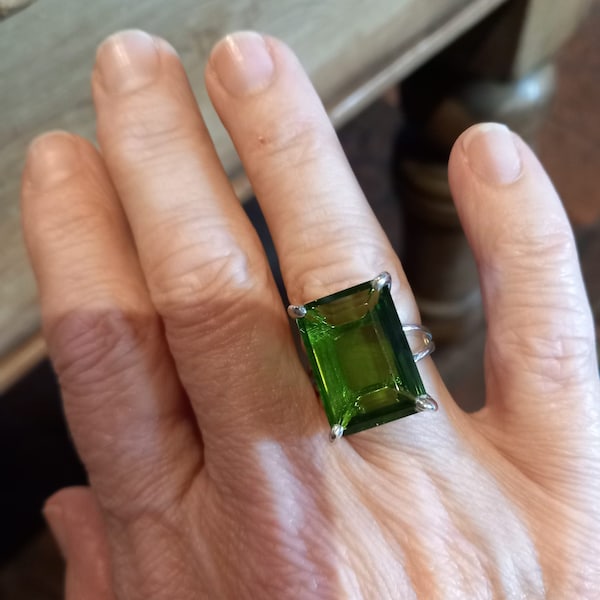 August Birthstone Ring · Peridot Ring · Rectangle Ring · Emerald Cut ...