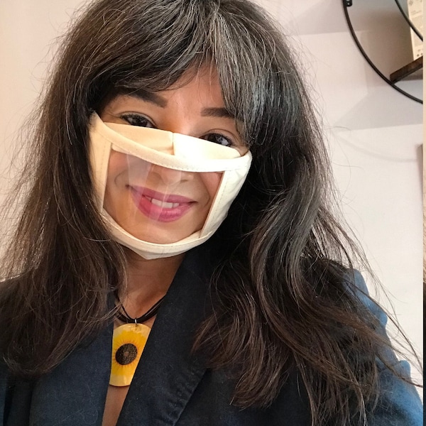 Anti-fog Clear Window Face Mask - Adult Navy Blue - Etsy