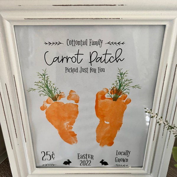 Easter Footprint Art Activity for Kids, Carrot Footprint Art Printable ...