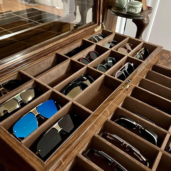 Luxury Wooden Eyeglasses Box, Handmade Walnut Eyeglass Display Case ...