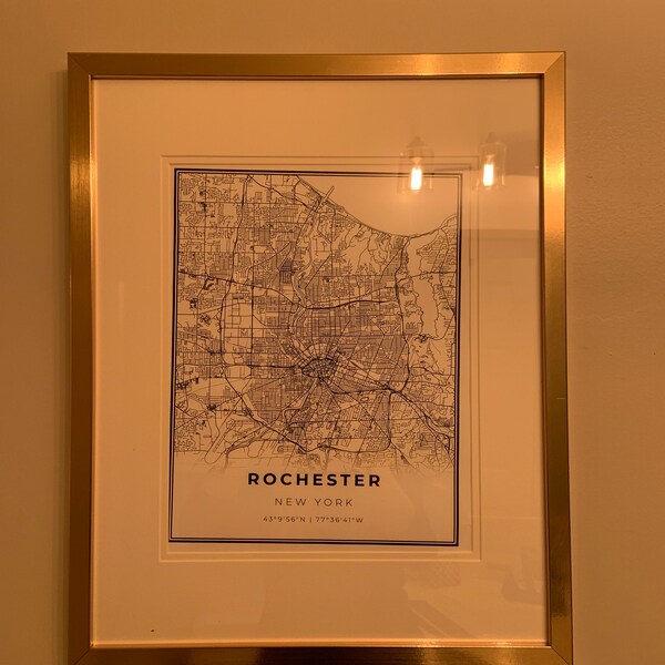 Rochester Map Print, New York NY USA Map Art Poster, Monroe County City ...