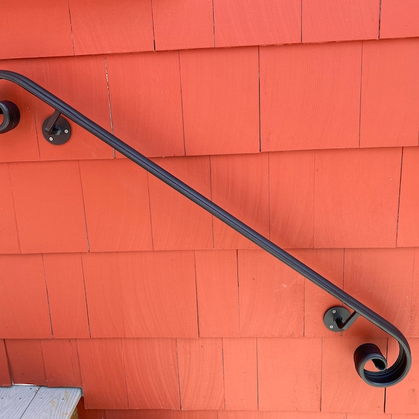 Metal Handrail With Scroll End - Wall Mount Grab Rail - Victorian Stair ...