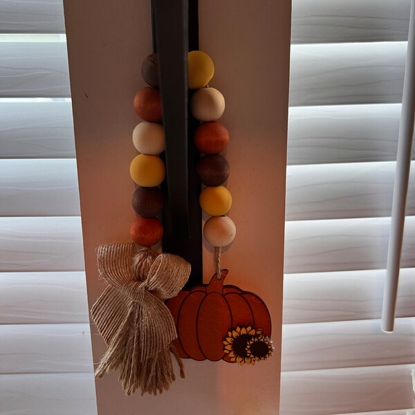 Fall Wood Bead Garland, Fall Tiered Tray Decor, Fall Bead Garland, Bead ...