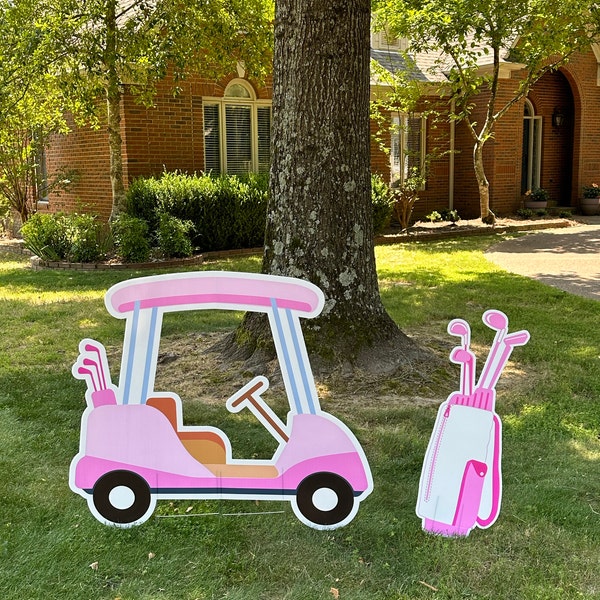 Pink Golf Party || Cut Outs for Backdrop Pink Golf Club Pink Golf Cart ...