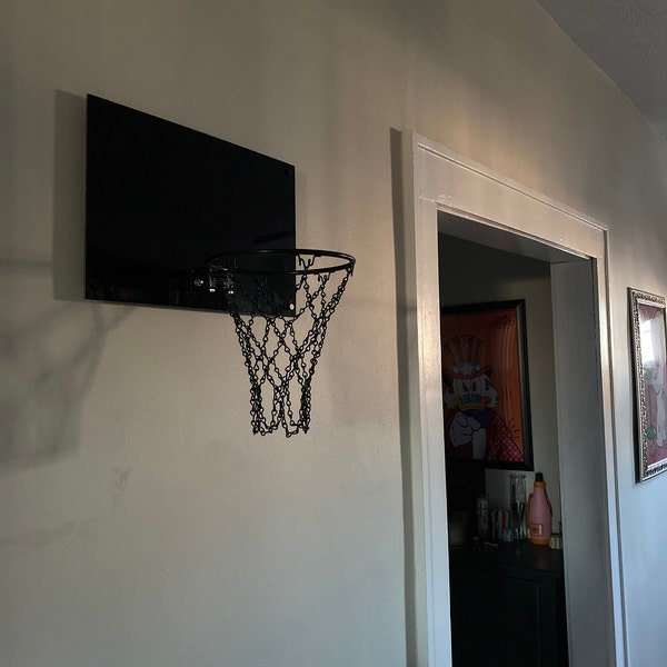 BLACK Mini Basketball Hoop W/black Rim & Black Chain Net | Customizing ...