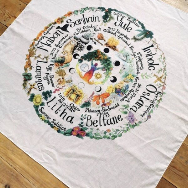Wheel of the Year Pagan Altar Cloth Table Cloth Wall Hanging Wicca ...
