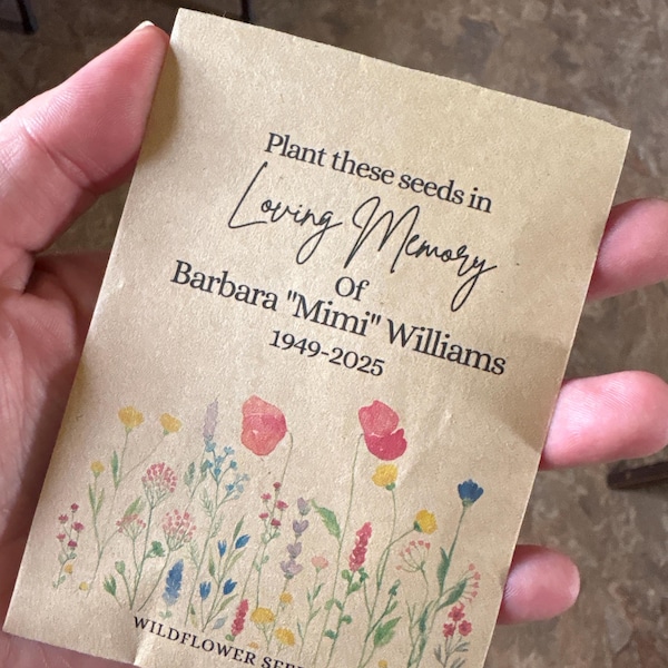 In Loving Memory Wildflower Seed Packet, Memorial Favor, Funeral Packet ...