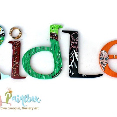 Middle Earth Painted Letters Hobbit Nursery Letters Wizard Nursery Wood ...