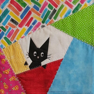 Cute Cat Quilt Block Pattern Kitty Quilt Block Animal Quilt Block ...