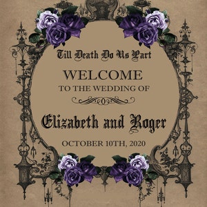 Elegant Vintage Goth Wedding Welcome Sign, Halloween Wedding Shower ...