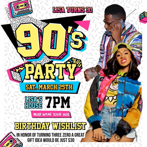 90s Skate Party Invitation, Retro Party, Back to the 90s Party ...