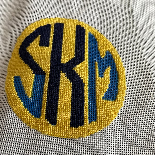 Custom Monogram Starter Beginner Needlepoint 18 Canvas Kit With ...