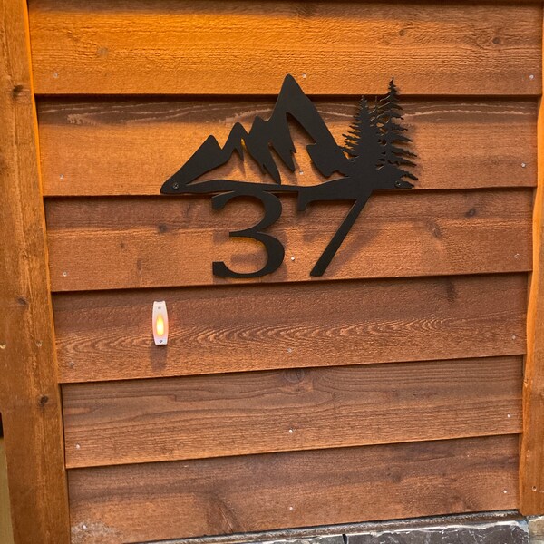 Custom Mountain House Number Metal Sign, Pine Tree, Address Plaque ...