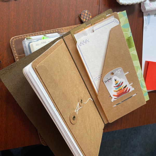 3 Sizes Kraft File Folder With Envelope Insert for Traveler's Notebook ...